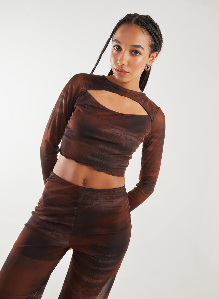 Chocolate | Saturn Long Sleeve Letterbox Top | Pink Vanilla