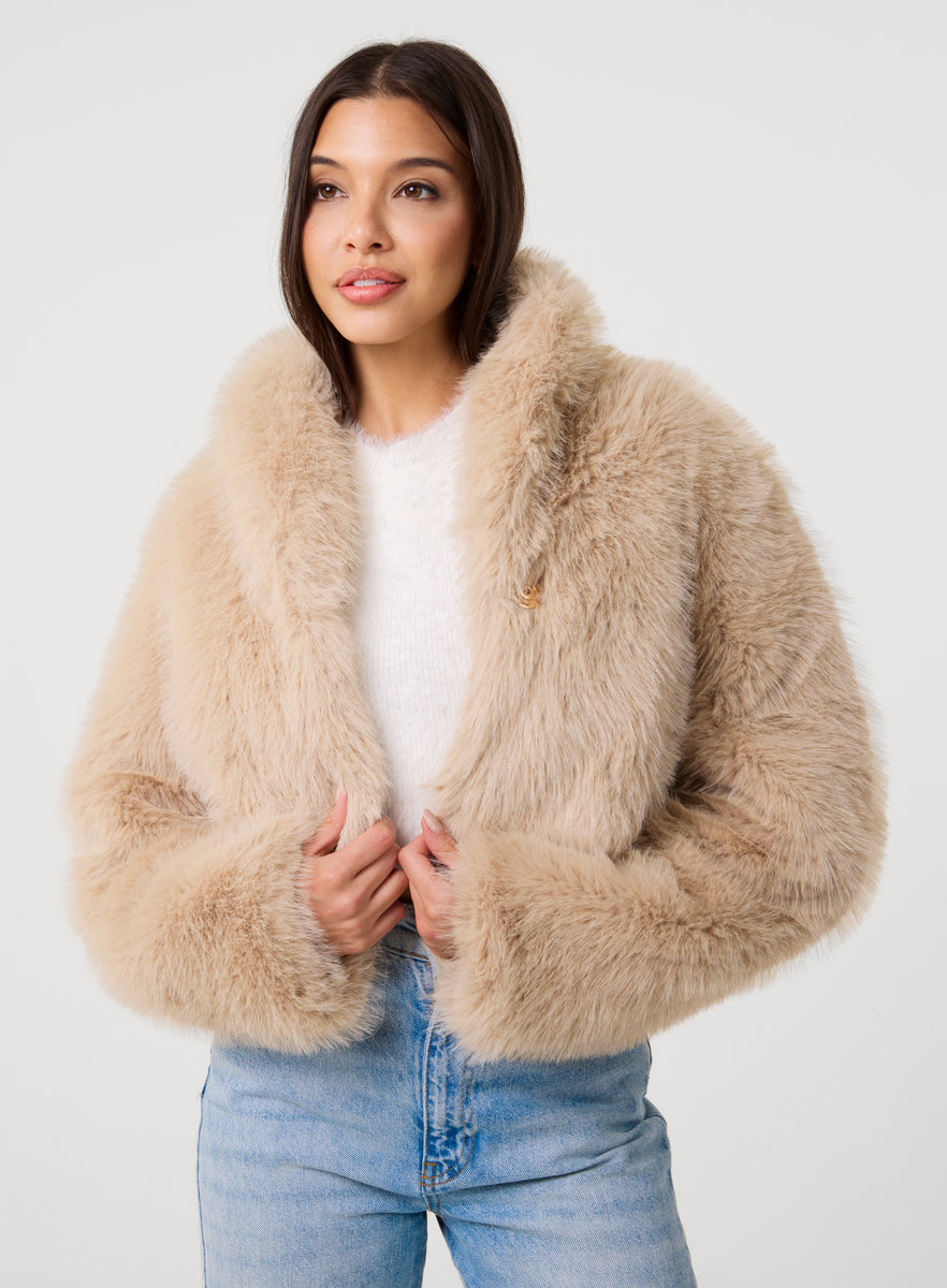 Crop Fur Jacket | Pink Vanilla