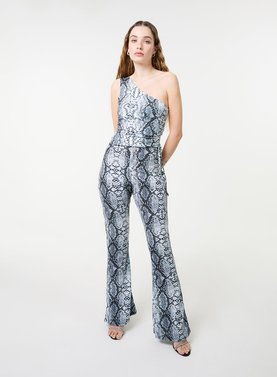Snake Print Flare Trousers | Pink Vanilla